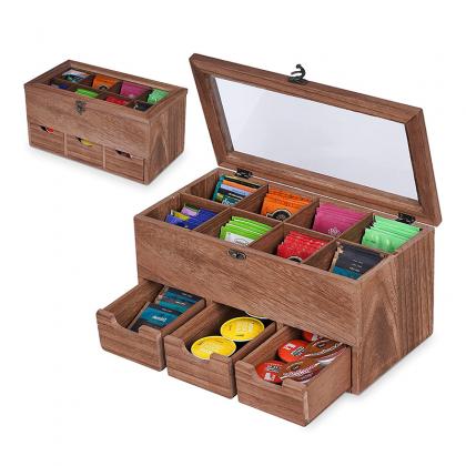 Custom 2 Layers Wooden Tea Box Organiser,2 Layers Wooden Tea Box ...