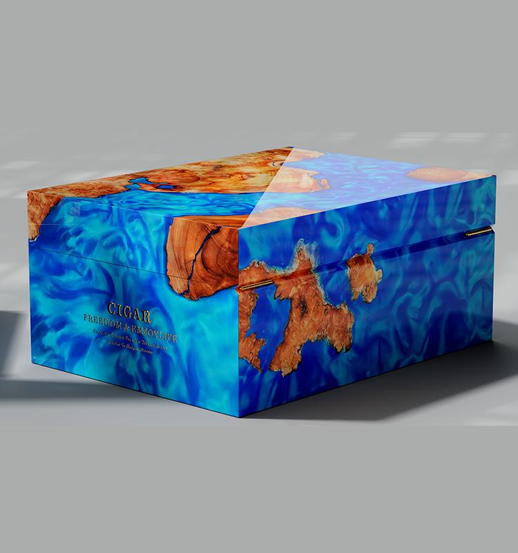Custom Resin Wooden Cigar HUmidor Packaging Cigar Storage Box,Resin ...